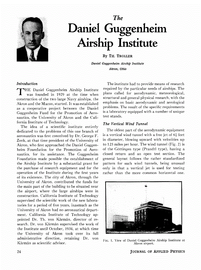The Daniel Guggenheim Airship Institute | Journal of Applied Physics ...