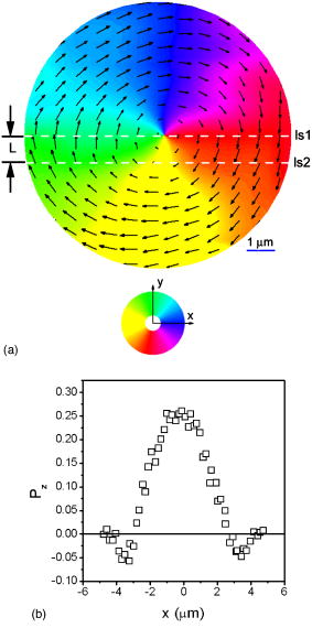 Magnetic structure of vortex and antivortex states in patterned Co ...