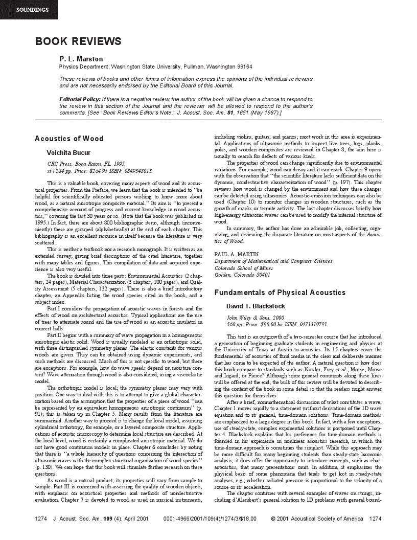 Fundamentals of Physical Acoustics | The Journal of the Acoustical ...