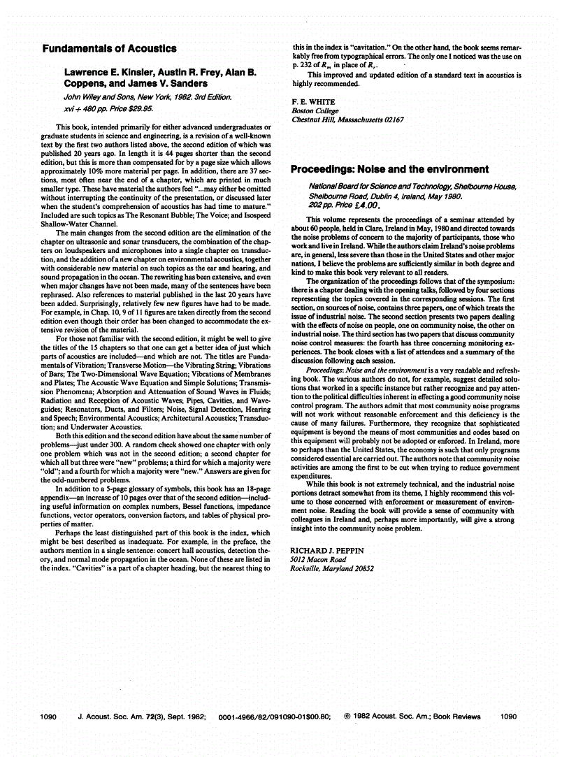 Fundamentals of Acoustics by Lawrence E. Kinsler, Austin R. Frey, Alan ...