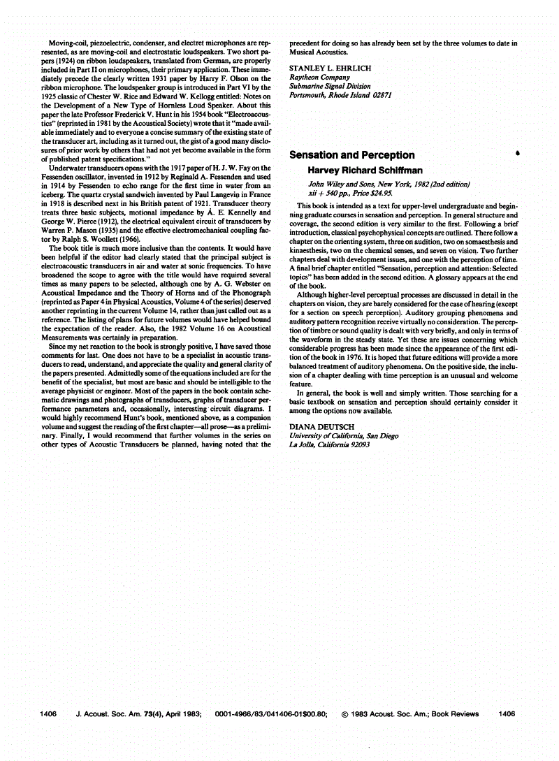 Sensation and Perception, by Harvey Richard Schiffman | The Journal of ...