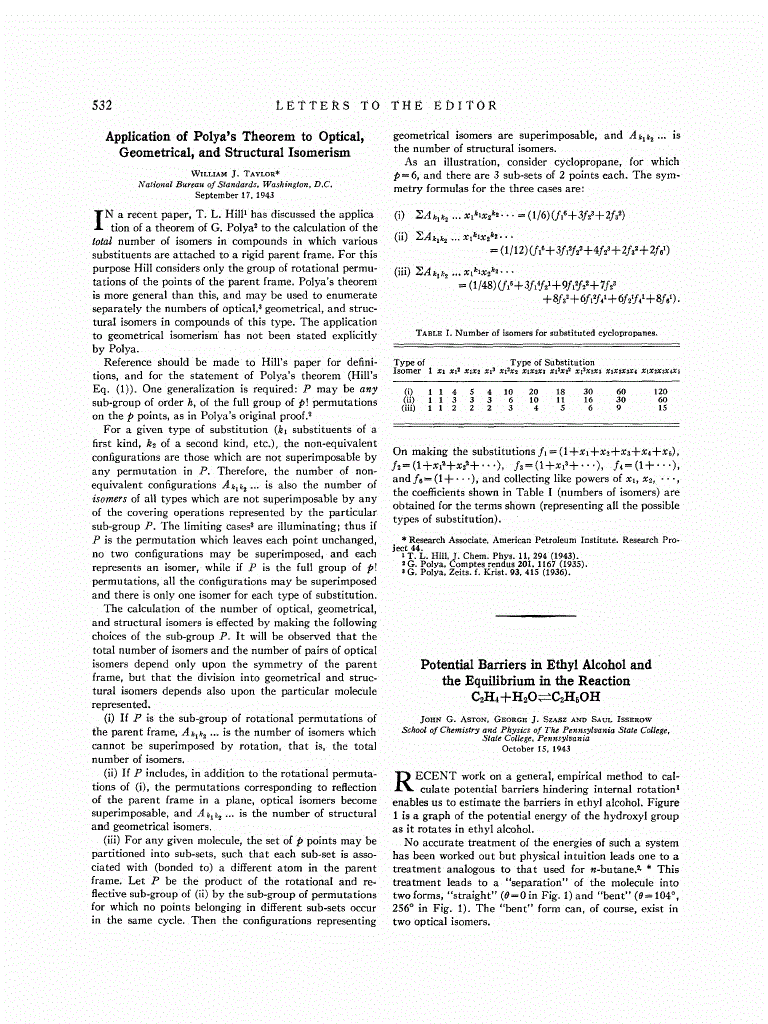 Application of Polya's Theorem to Optical, Geometrical, and Structural ...