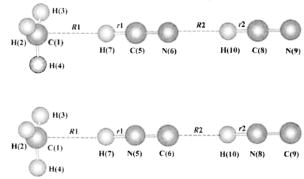 Cooperativity between two types of hydrogen bond in H3C–HCN–HCN and H3C ...