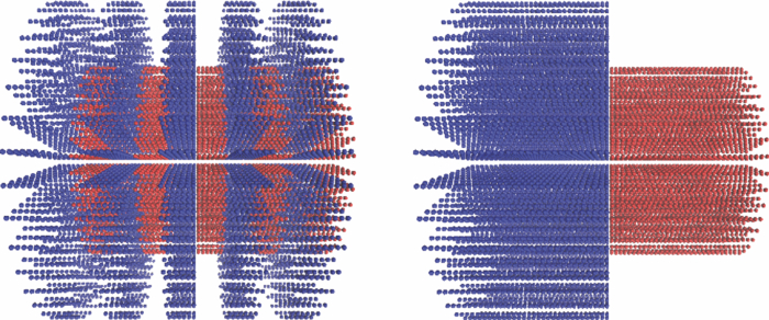 Free energy of alternating two-component polymer brushes on cylindrical ...