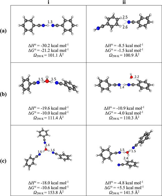 Structures of benzonitrile dimer radical cation and the protonated ...