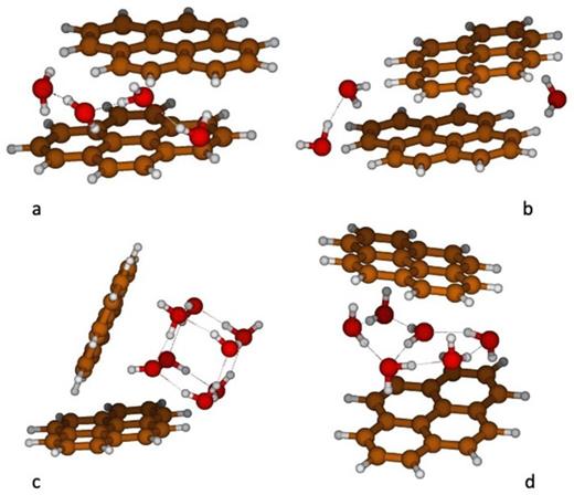 Structures and stabilities of PAH clusters solvated by water aggregates ...