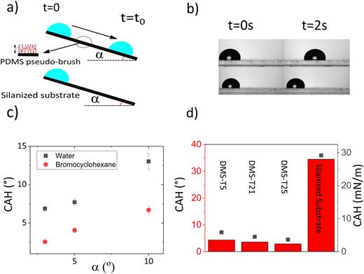 Dynamic wetting properties of PDMS pseudo-brushes: Four-phase contact ...