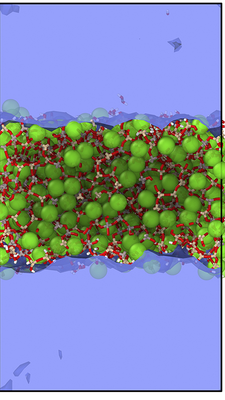 Atomistic simulations of calcium aluminosilicate interfaced with liquid ...