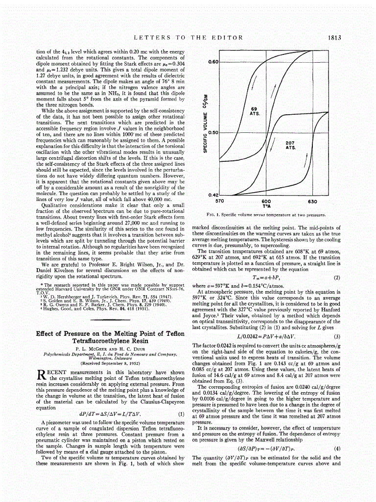Effect of Pressure on the Melting Point of Teflon Tetrafluoroethylene ...