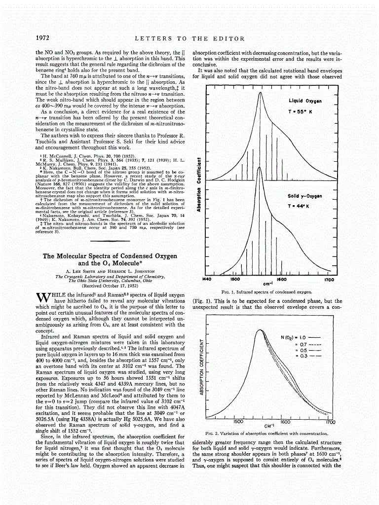 The Molecular Spectra of Condensed Oxygen and the O4 Molecule | The ...