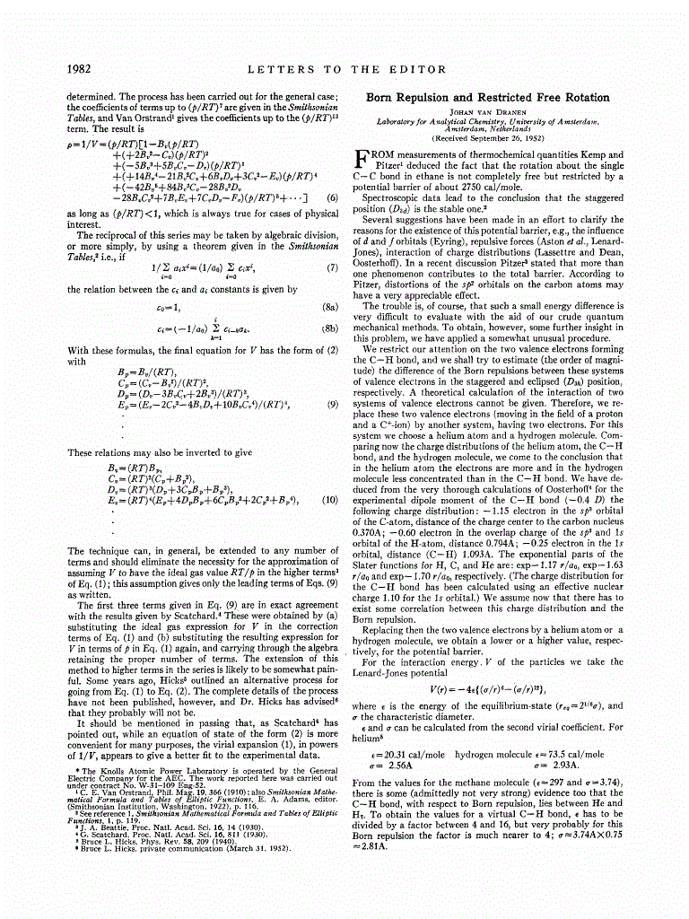 Born Repulsion and Restricted Free Rotation | The Journal of Chemical ...