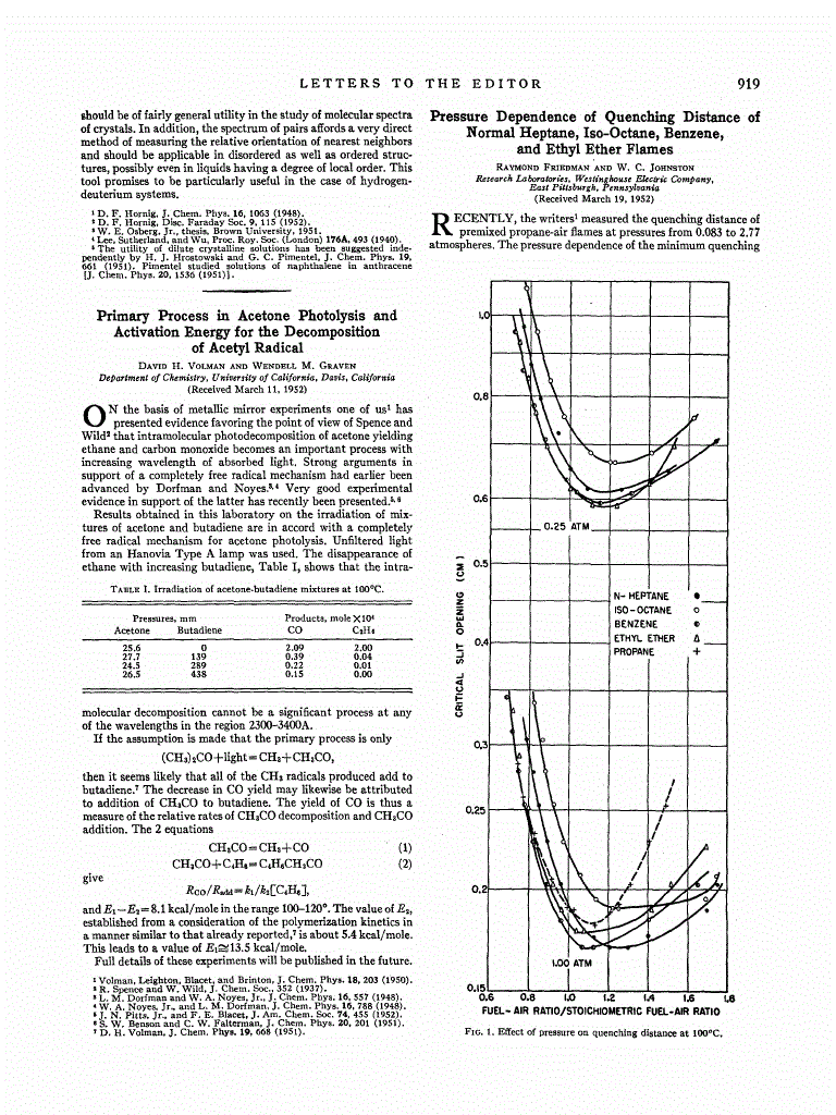 Primary Process in Acetone Photolysis and Activation Energy for the ...
