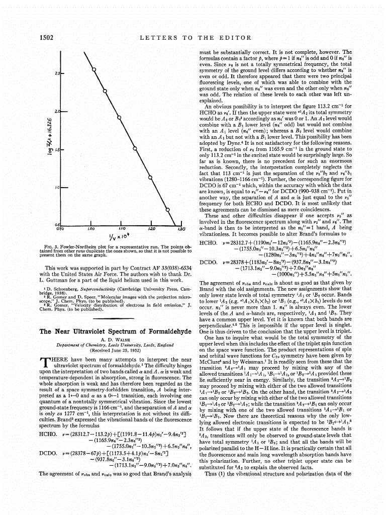 The Near Ultraviolet Spectrum of Formaldehyde | The Journal of Chemical ...