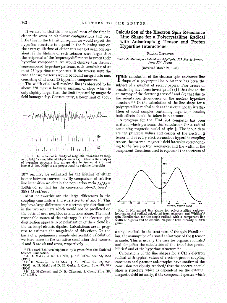 Calculation of the Electron Spin Resonance Line Shape for a ...