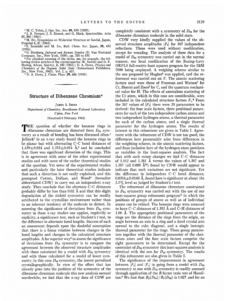 Structure of Dibenzene Chromium | The Journal of Chemical Physics | AIP ...