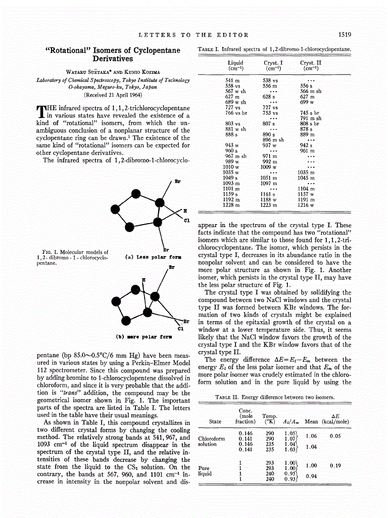``Rotational'' Isomers of Cyclopentane Derivatives | The Journal of ...