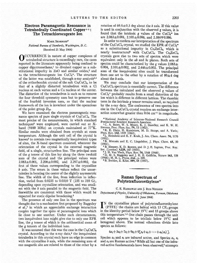 Raman Spectrum of Polytetrafluoroethylene | The Journal of Chemical ...