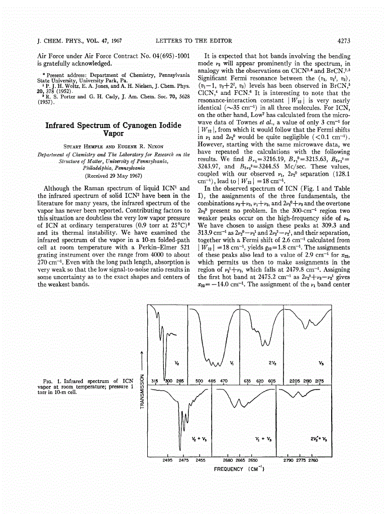 Infrared Spectrum of Cyanogen Iodide Vapor | The Journal of Chemical ...