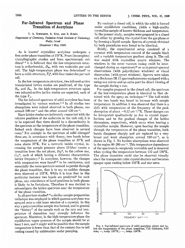 Far‐Infrared Spectrum and Phase Transition of Acetylene | The Journal of Chemical Physics | AIP ...