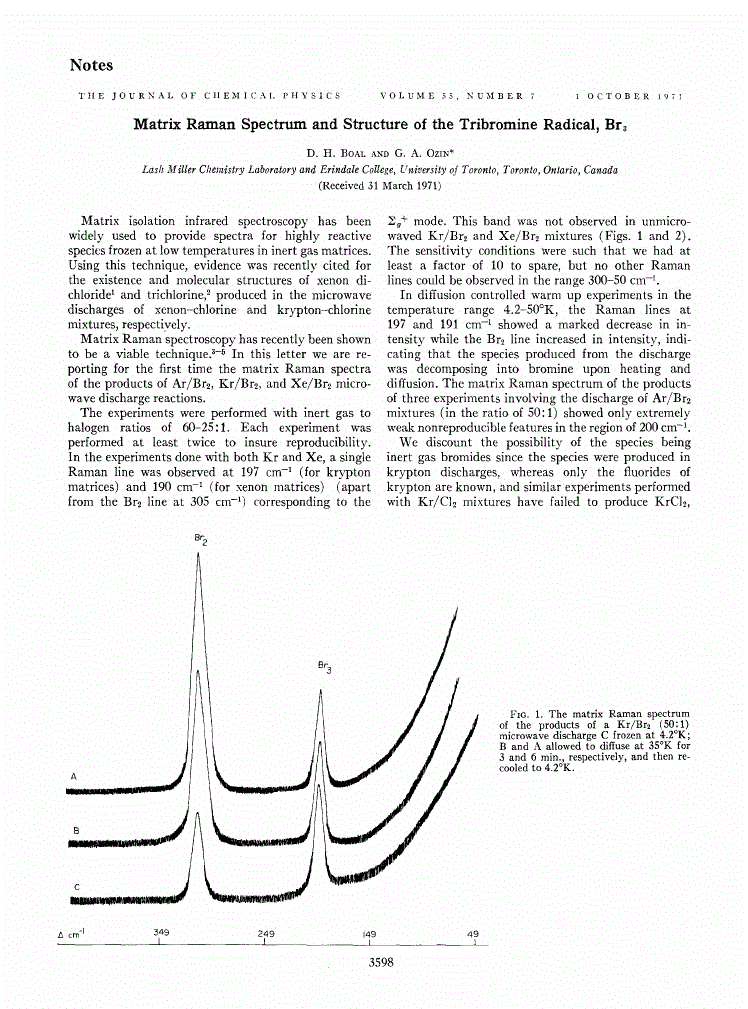 Matrix Raman Spectrum and Structure of the Tribromine Radical, Br3 ...