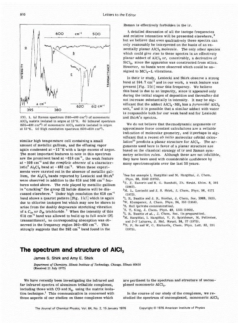 The spectrum and structure of AlCl3 | The Journal of Chemical Physics ...