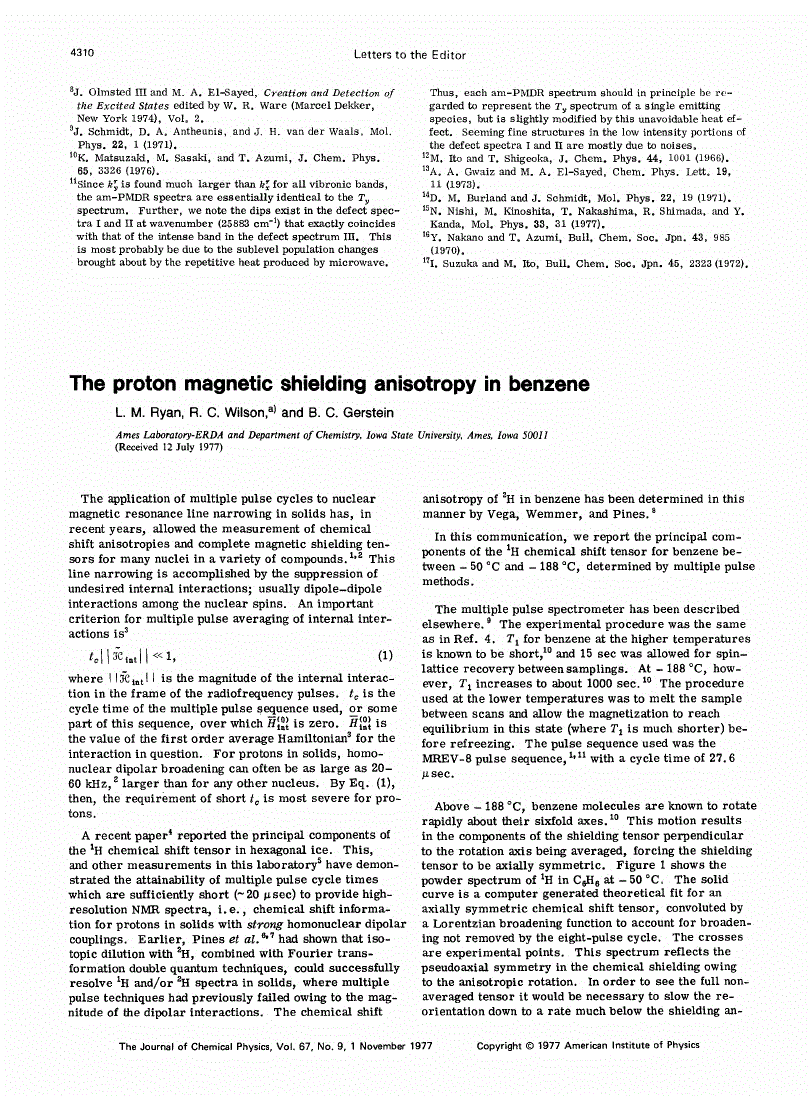The proton magnetic shielding anisotropy in benzene | The Journal of ...