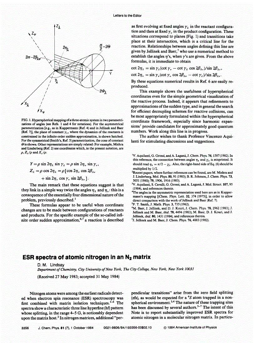 ESR spectra of atomic nitrogen in an N2 matrix | The Journal of ...