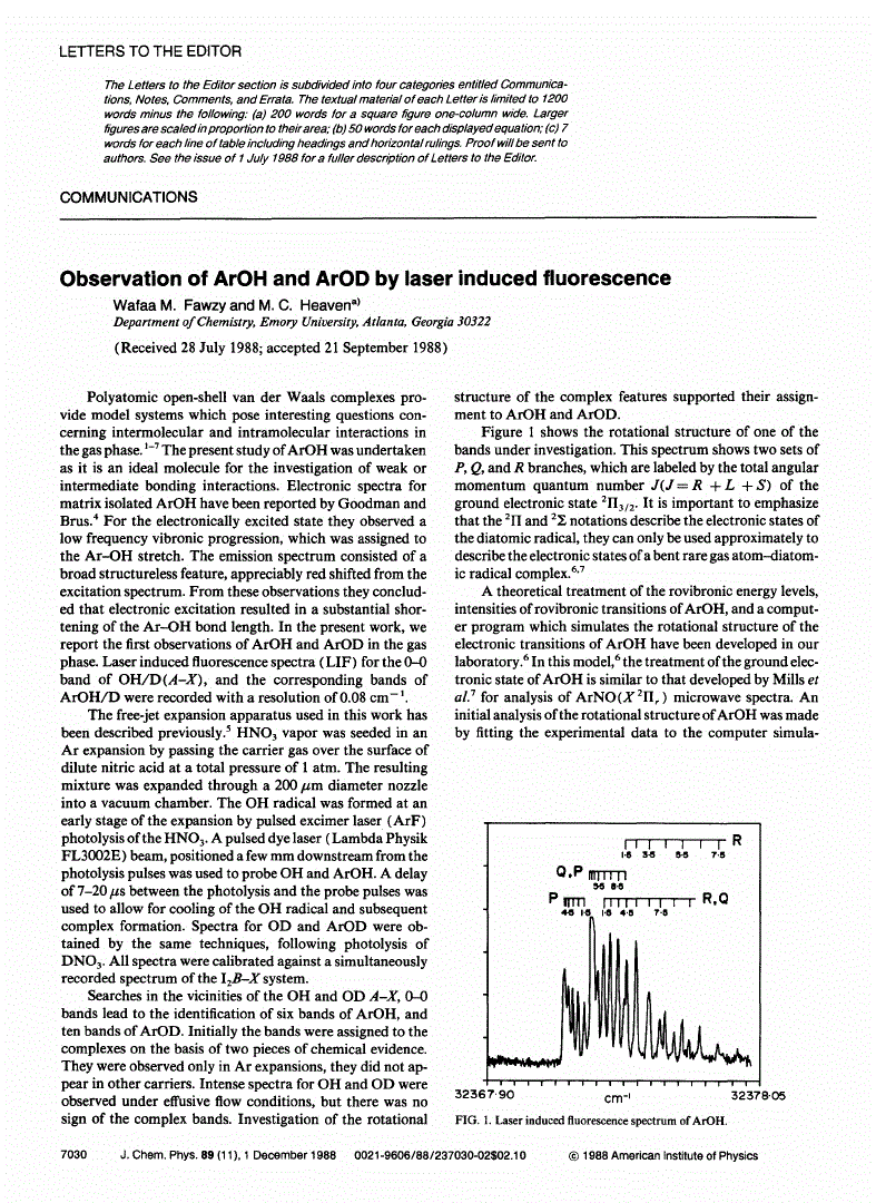 Observation of ArOH and ArOD by laser induced fluorescence | The ...
