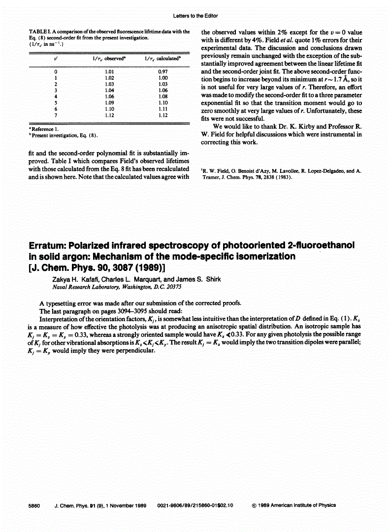 Erratum: Polarized infrared spectroscopy of photooriented 2‐fluoroethanol in solid argon ...