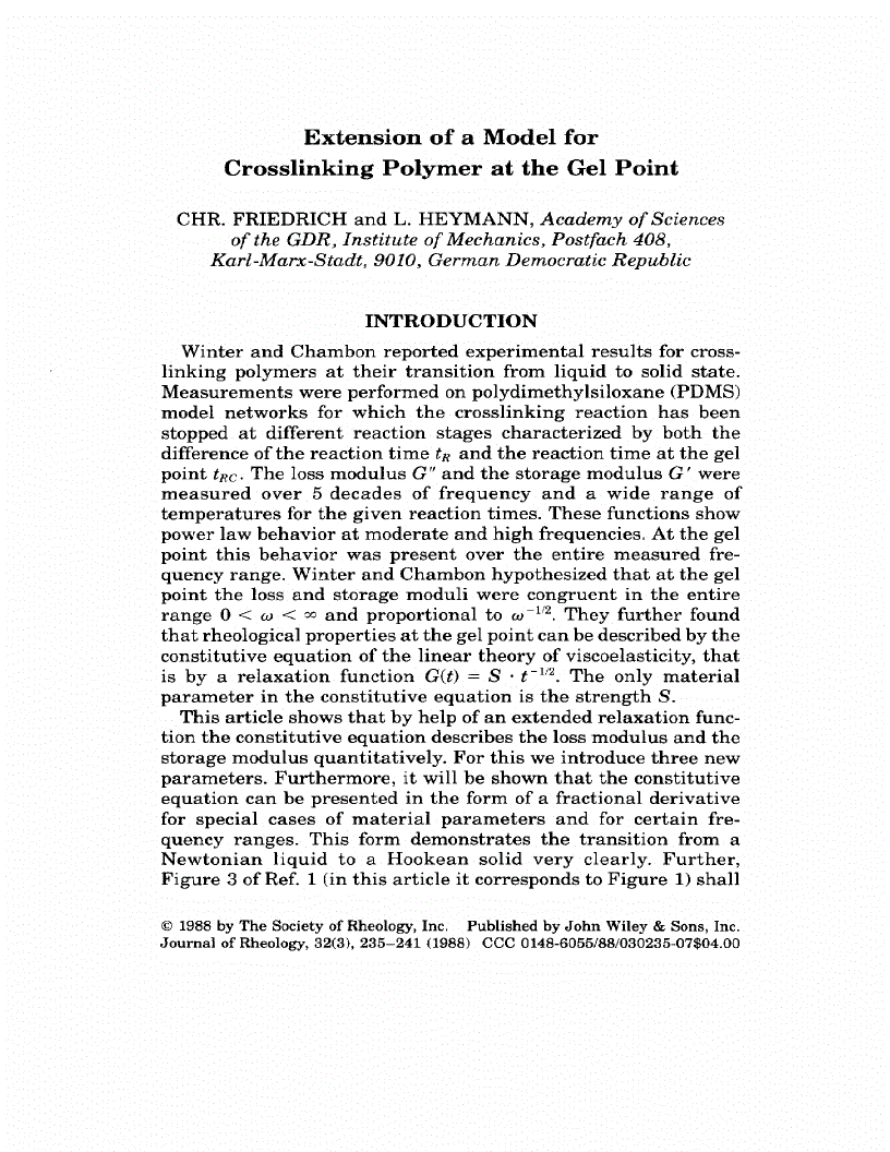 Extension of a Model for Crosslinking Polymer at the Gel Point ...