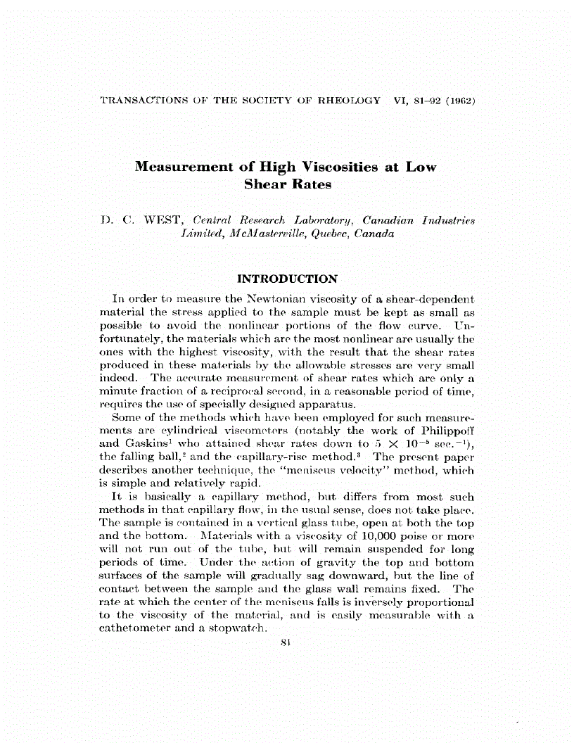 Measurement of High Viscosities at Low Shear Rates | Journal of ...