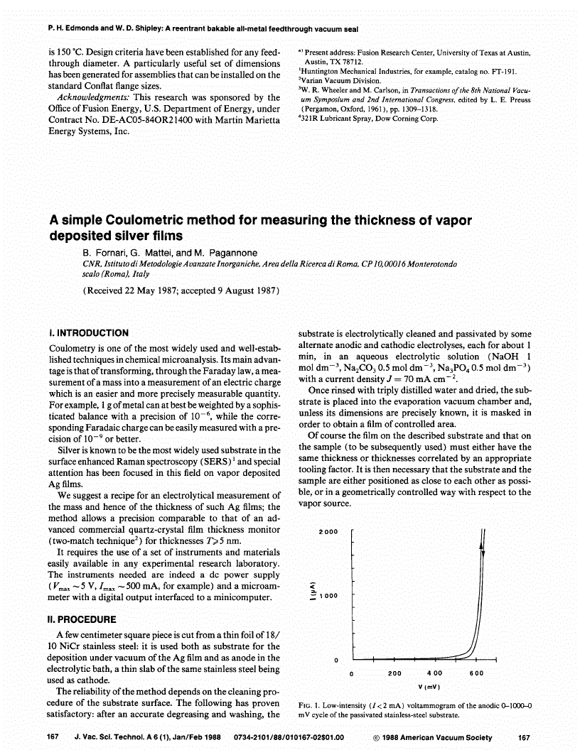A simple Coulometric method for measuring the thickness of vapor ...