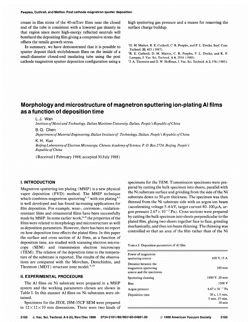 Morphology and microstructure of magnetron sputtering ion‐plating Al ...