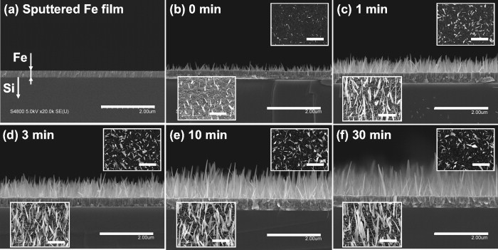 Direct synthesis of vertical α-Fe2O3 nanowires from sputtered Fe thin ...