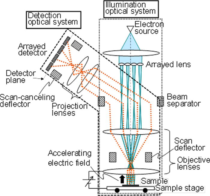 Optical system for a multiple-beam scanning electron microscope ...