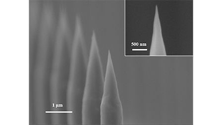 Fabrication of silicon sharp nanocones using dry etch with periodic ...