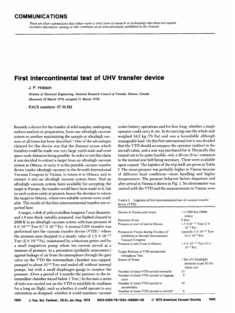 First intercontinental test of UHV transfer device | Journal of Vacuum ...