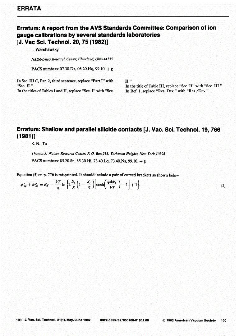 Erratum: A report from the AVS Standards Committee: Comparison of ion ...
