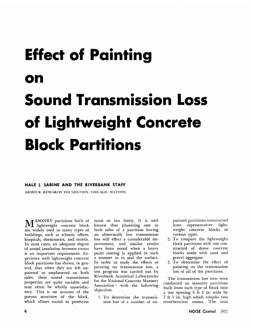 Effect of Painting on Sound Transmission Loss of Lightweight Concrete ...