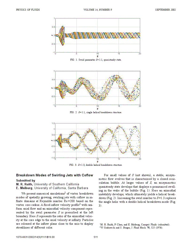 Breakdown Modes of Swirling Jets with Coflow | Physics of Fluids | AIP Publishing