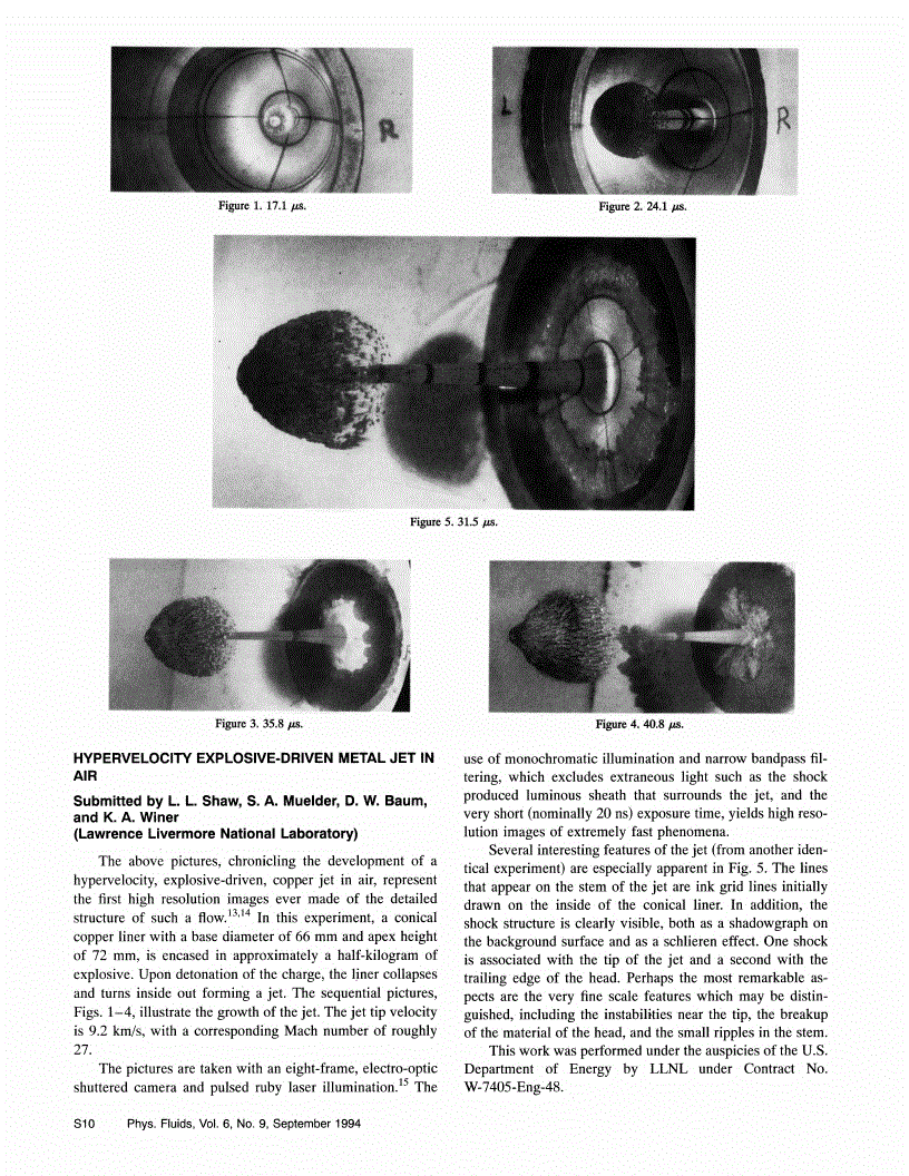 Hypervelocity Explosive-Driven Metal Jet in Air | Physics of Fluids ...