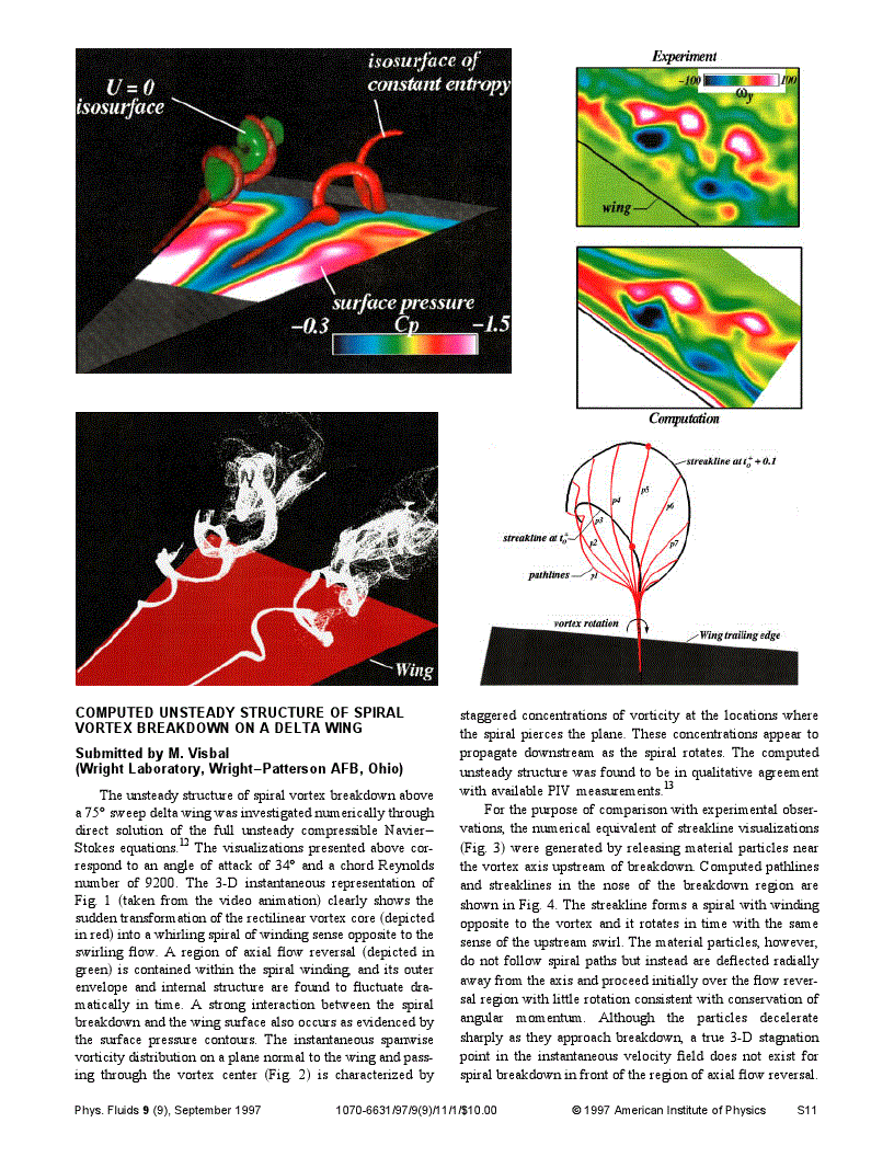 Computed Unsteady Structure of Spiral Vortex Breakdown on a Delta Wing ...