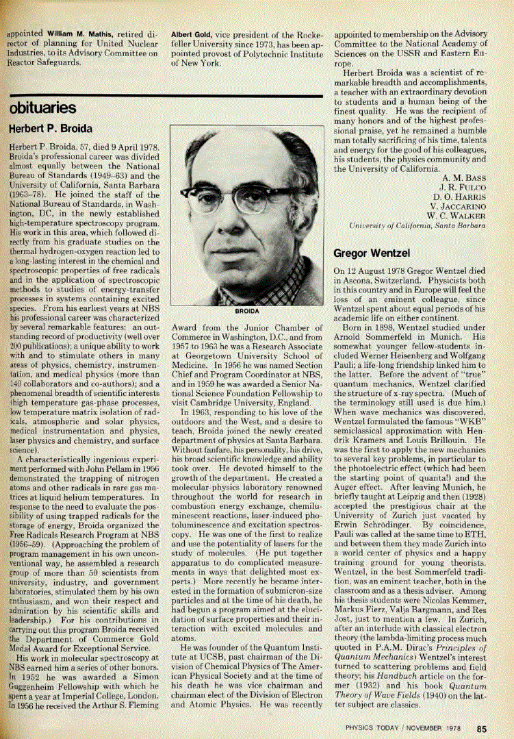 Gregor Wentzel | Physics Today | AIP Publishing