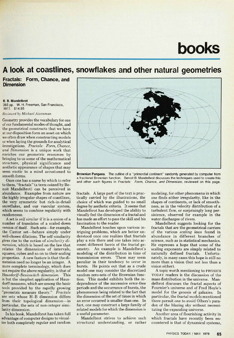 Fractals: Form, Chance, and Dimension | Physics Today | AIP Publishing