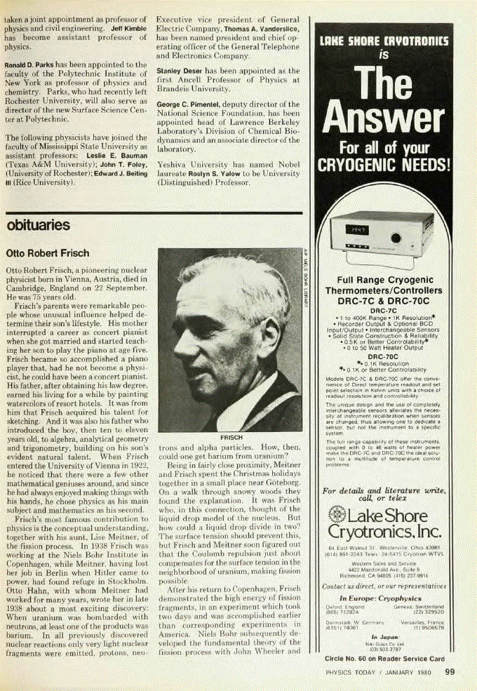 Otto Robert Frisch | Physics Today | AIP Publishing