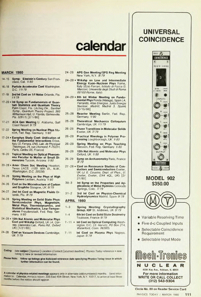 Calendar | Physics Today | AIP Publishing