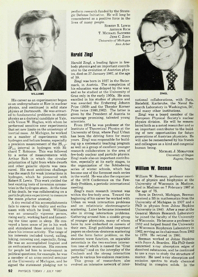 William W. Beeman | Physics Today | AIP Publishing