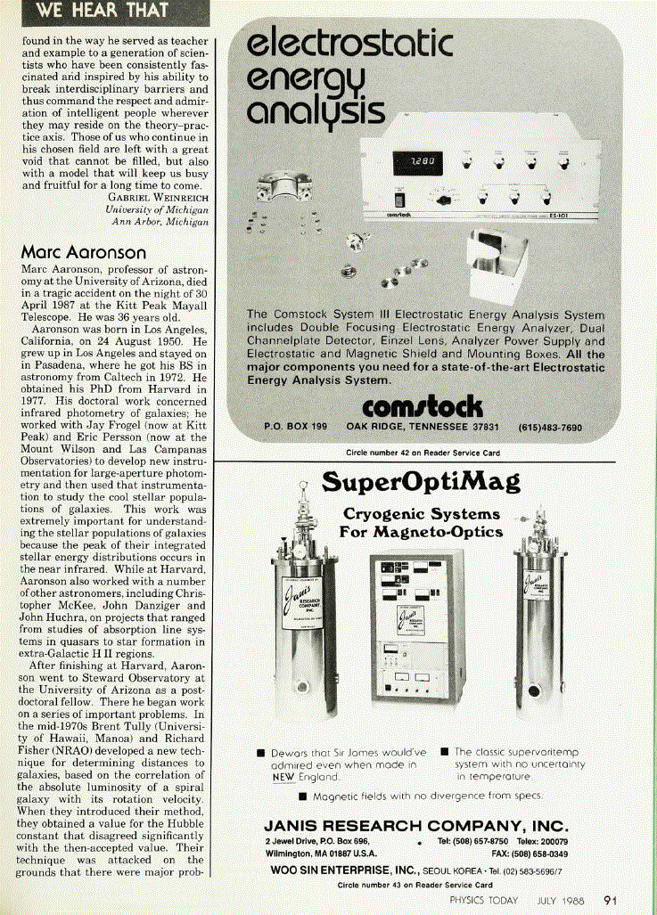 Marc Aaronson | Physics Today | AIP Publishing