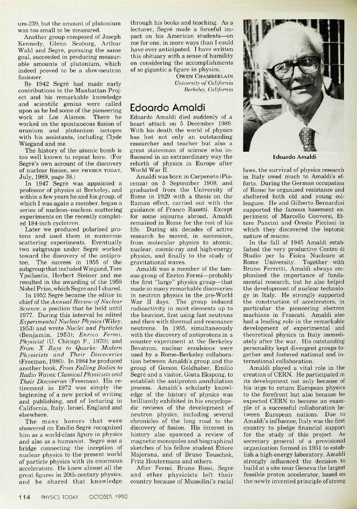 Edoardo Amaldi | Physics Today | AIP Publishing