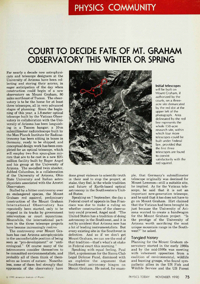 Court to Decide Fate of Mt. Graham Observatory this Winter or Spring ...